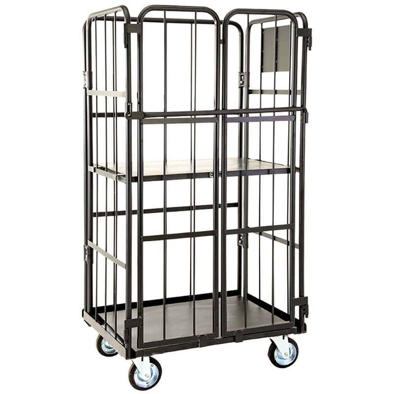 Heavy Duty Security Cage Trolley with Doors 500Kg Capacity (Matt Black)