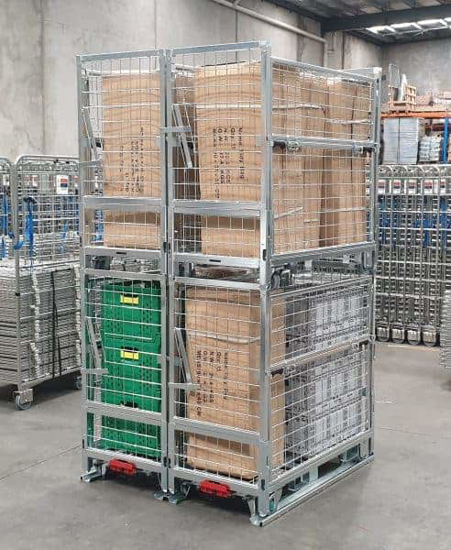 Half High Sided Pallet Cage Still with Castor Wheels | Equipment ...