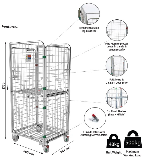 Four Sided Roll Cage Stock Trolley | Equipment Warehouse Pty Ltd ...