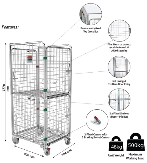 Four Sided Roll Cage Stock Trolley