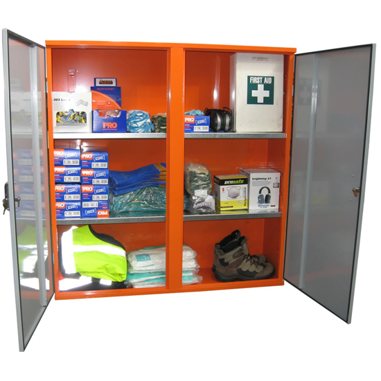 PPE Storage Cabinet Double Door with 3 x Shelves
